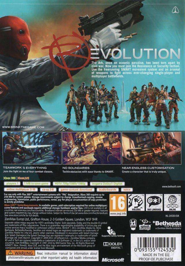 Brink PlayStation 3 Video Game PS3 Bethesda Games new in original pack ...